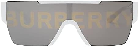 BURBERRY BE 4291 3007/H White Plastic Rectangle Sunglasses Silver Logo Lens - Time Traveling Artist