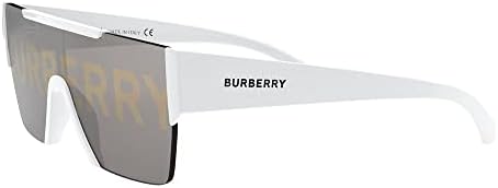BURBERRY BE 4291 3007/H White Plastic Rectangle Sunglasses Silver Logo Lens - Time Traveling Artist