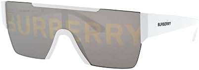 BURBERRY BE 4291 3007/H White Plastic Rectangle Sunglasses Silver Logo Lens - Time Traveling Artist